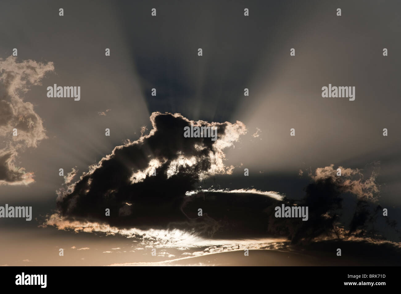 Dramatic crepuscular sun rays at sunrise Stock Photo - Alamy