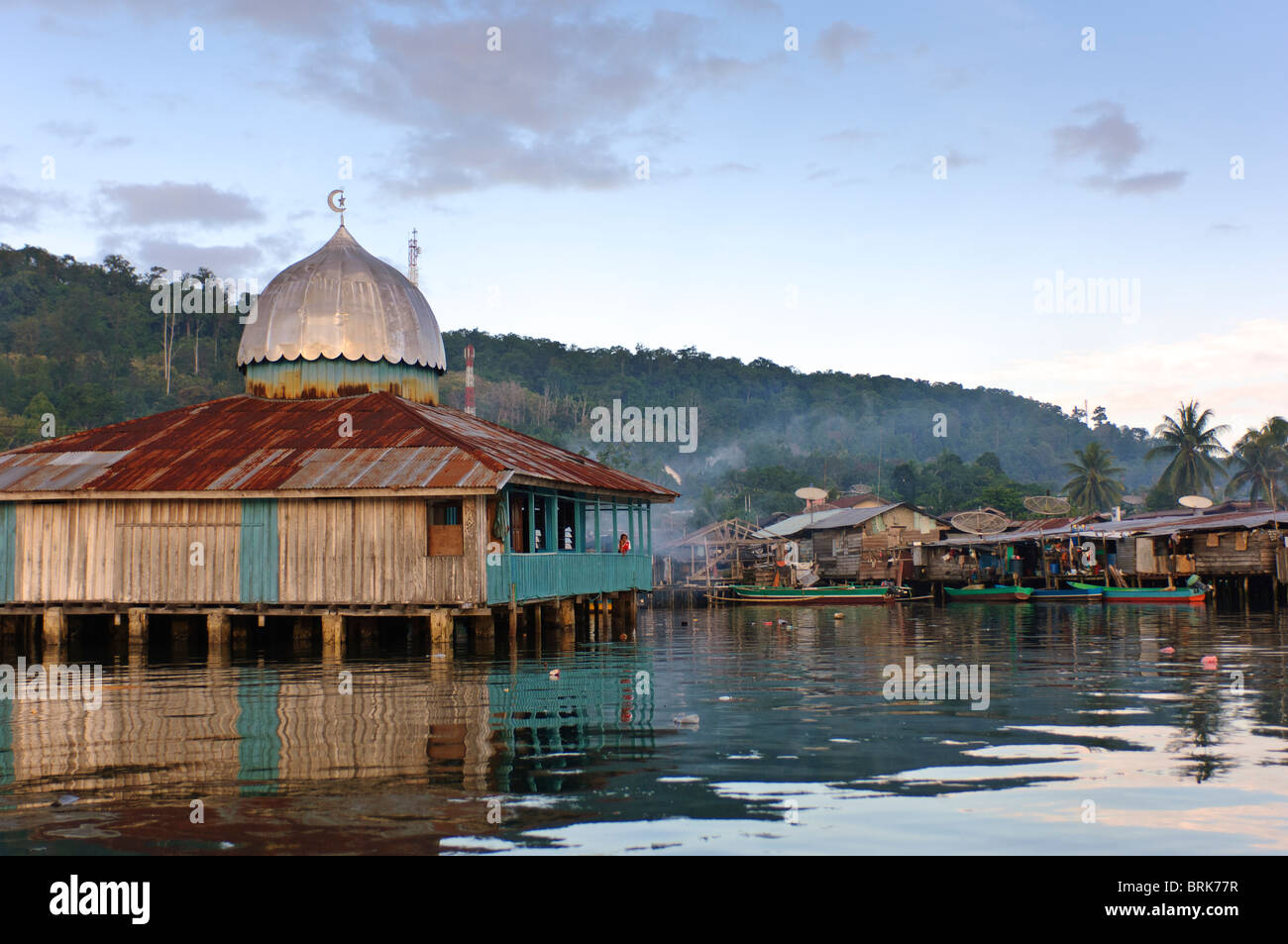 Mosque in a water village, Manokwari, West Papua, Indonesia Stock Photo ...
