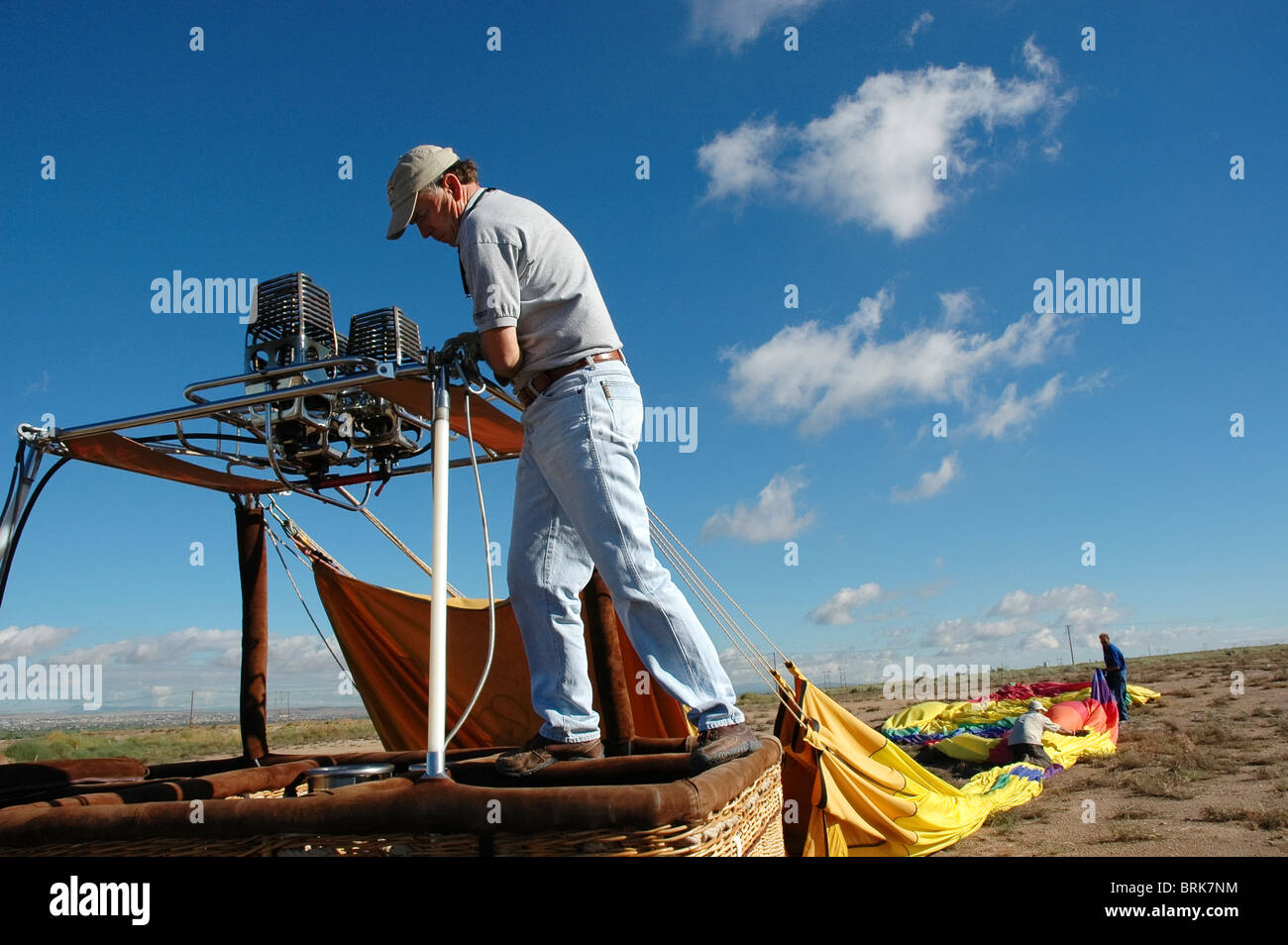 Balloon pilot Mike Collins after flight over Albuquerque, NM Stock ...