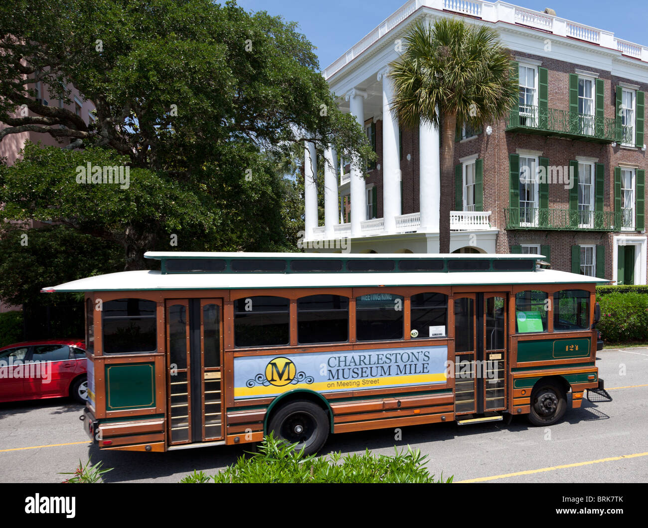 Tourist bus outside Robert William Roper House in Charleston South ...