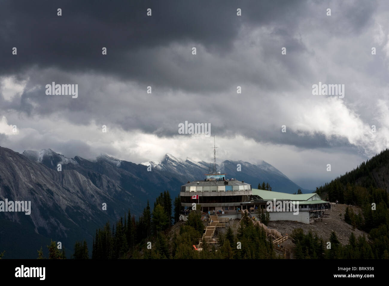 Banff Gondola upper terminal from Sulfur Mountain cosmic ray station ...