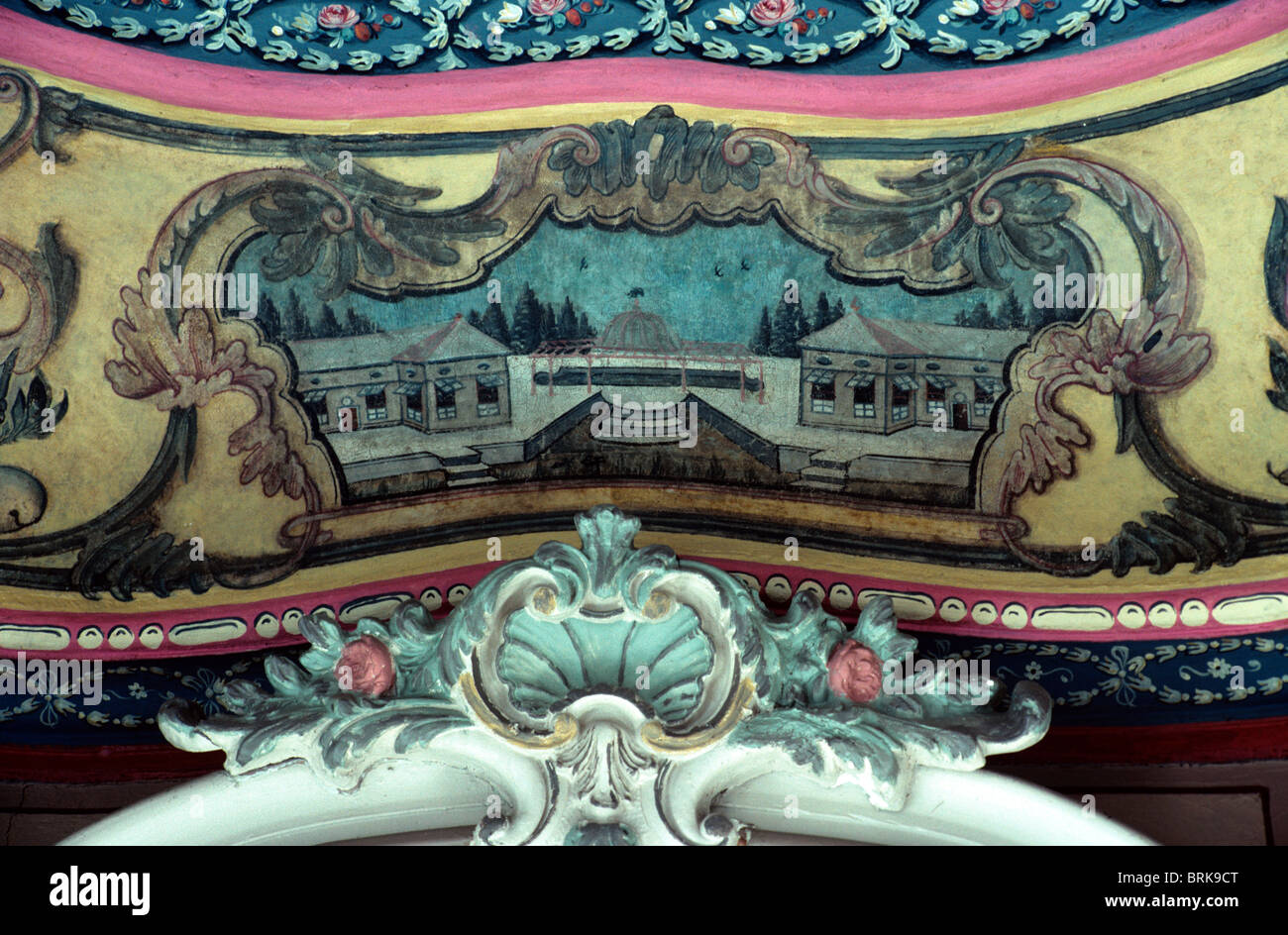 Wall Painting, Ceiling Fresco of Ottoman Palace Kiosks, Rococo Detail ...