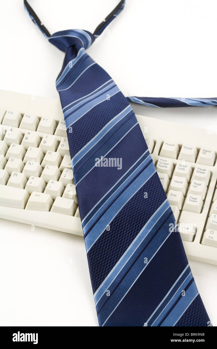 Blue Necktie and Keyboard close up shot Stock Photo - Alamy