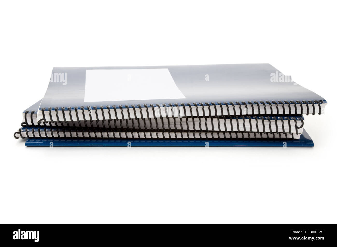 Blue school textbook, notebook or manual with white background Stock ...