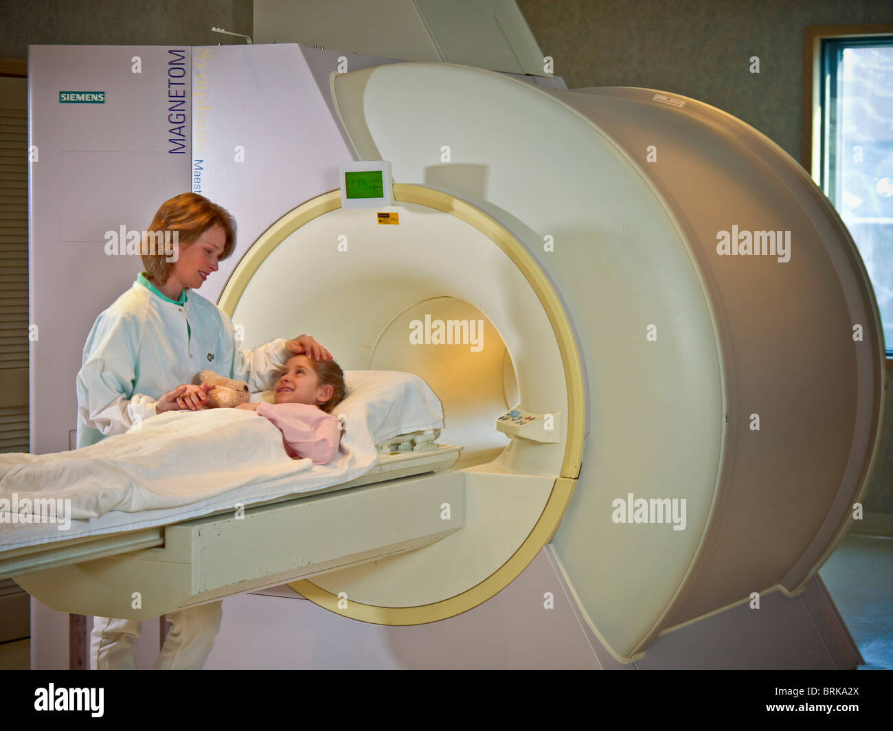 Healthcare center, MRI scanning center. Patients, technician, nurses ...