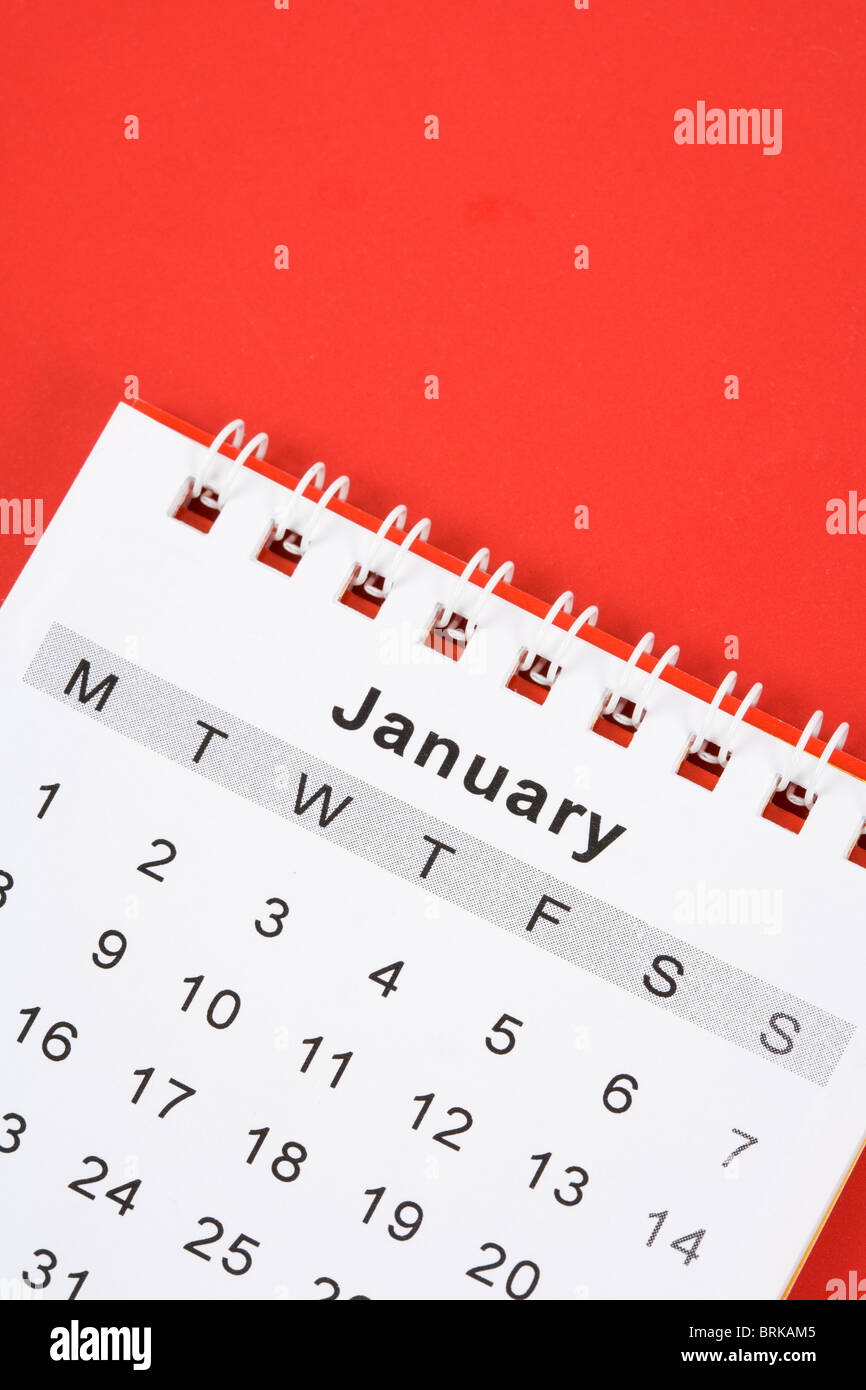 Red Calendar January close up Stock Photo - Alamy