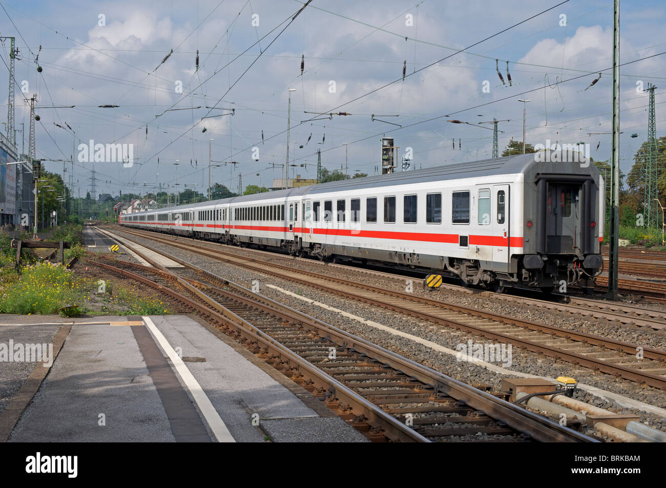 Intercity (IC) passenger train leaving Solingen, North Rhine-Westphalia ...