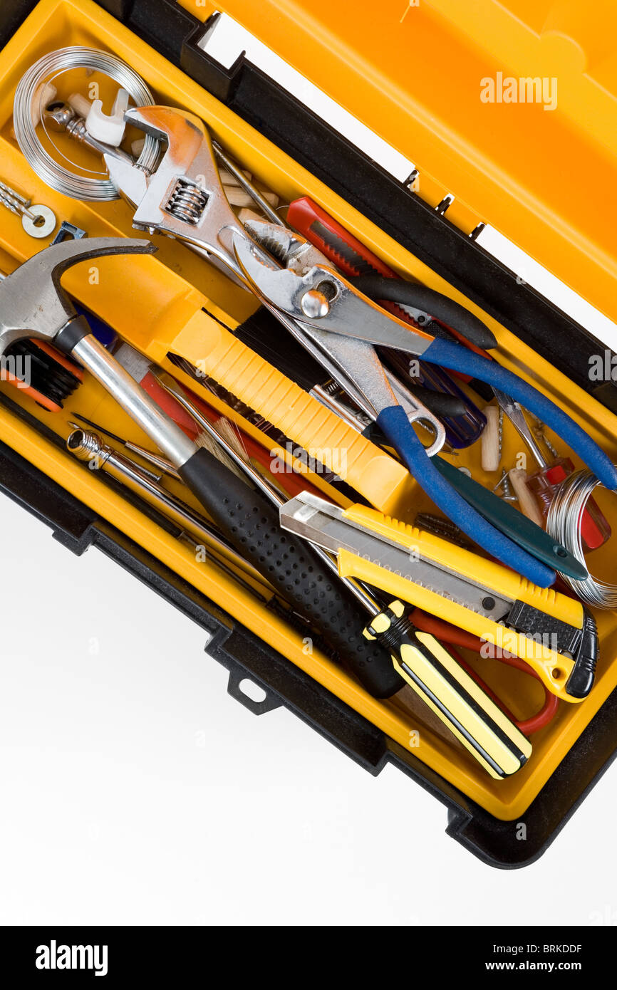 Yellow Toolbox close up shot Stock Photo - Alamy