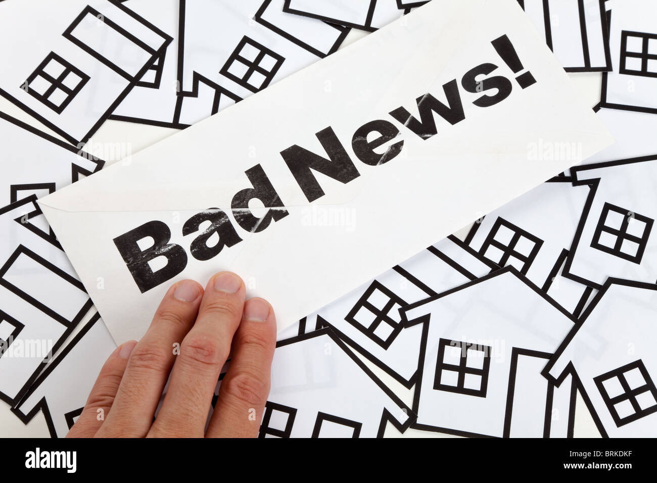 Bad News and Home Sign, concept of failure Stock Photo - Alamy