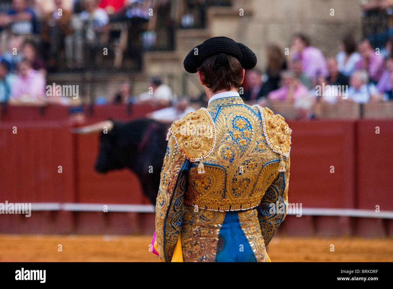 matador and bull in bull fighting scene in sevilla, spain Stock Photo ...