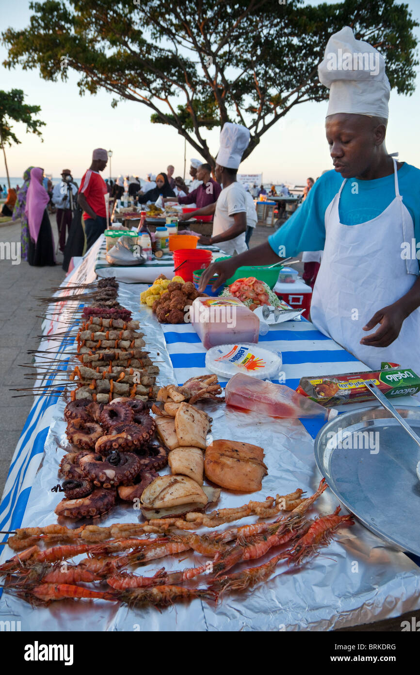 Forodhani Gardens, Stone Town, Zanzibar. Vendors Serve a Variety of ...