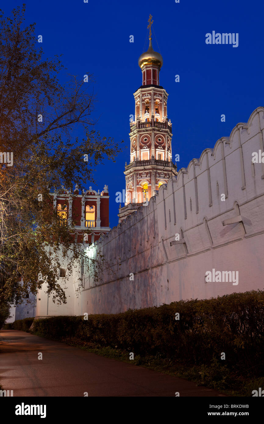 The 17th-century Muscovite Baroque bell-tower of the Novodevichy ...