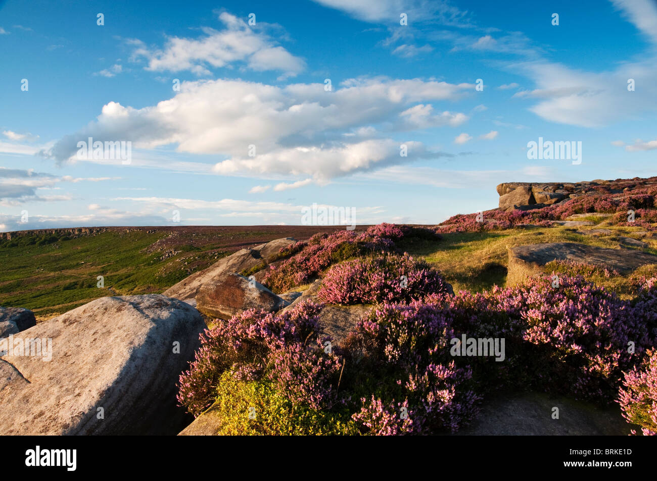 A summer view of Burbage Rocks in the Peak District National Park ...