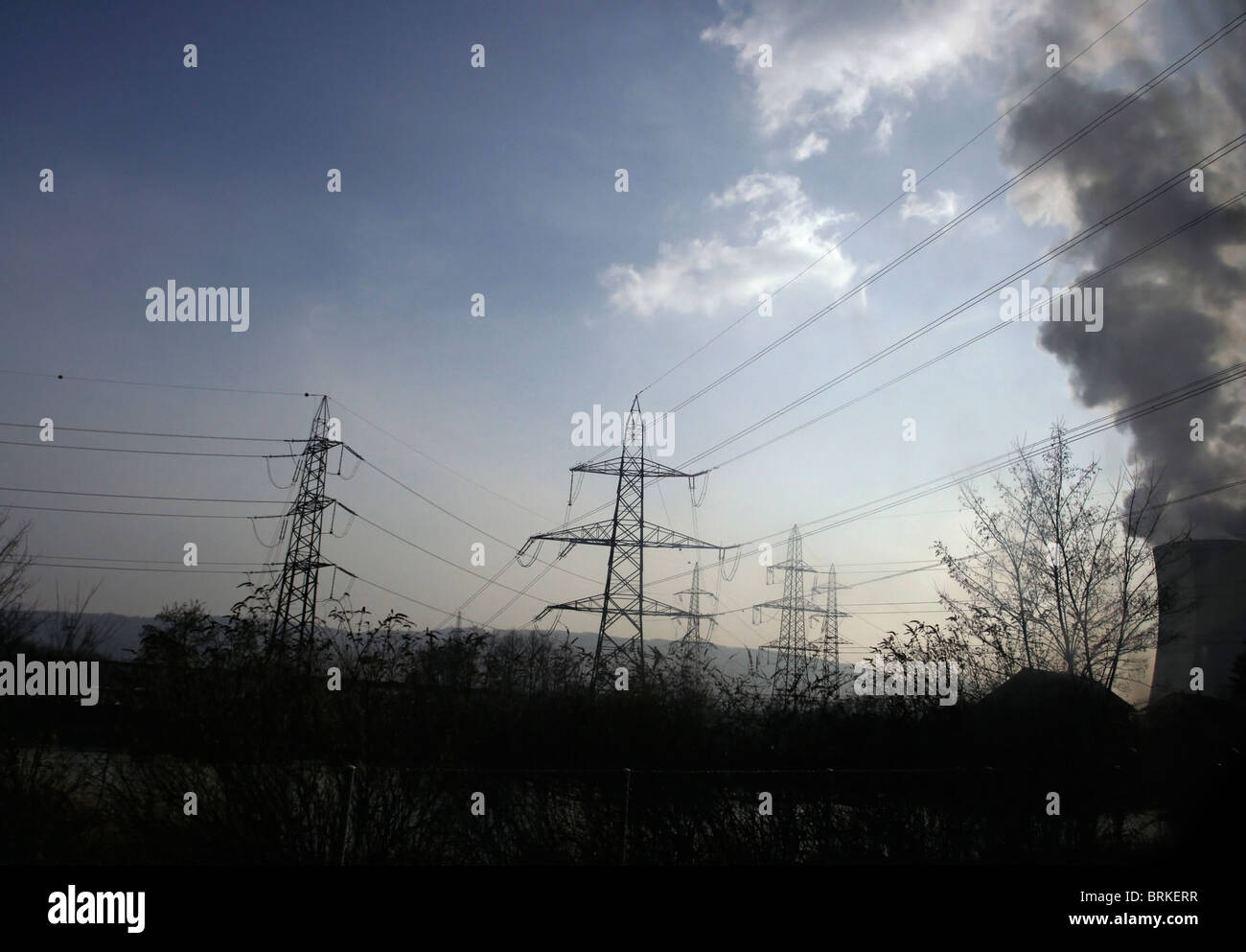 Transmission line at Gosgen Nuclear Power Plant in Switzerland Stock ...