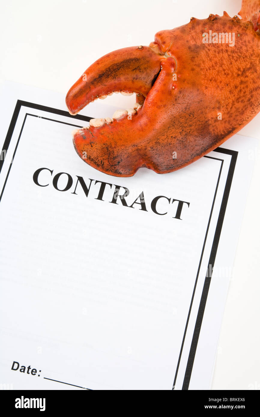 Lobster Claw and Business Contract, concept of threaten Stock Photo - Alamy