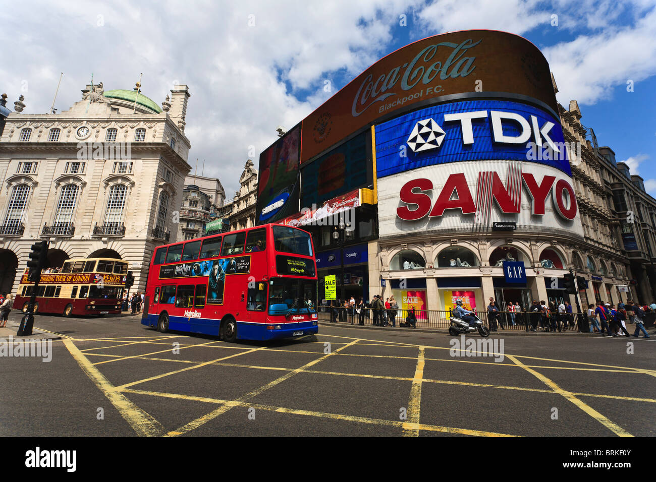 Busses on Piccadilly Circus, London Stock Photo - Alamy