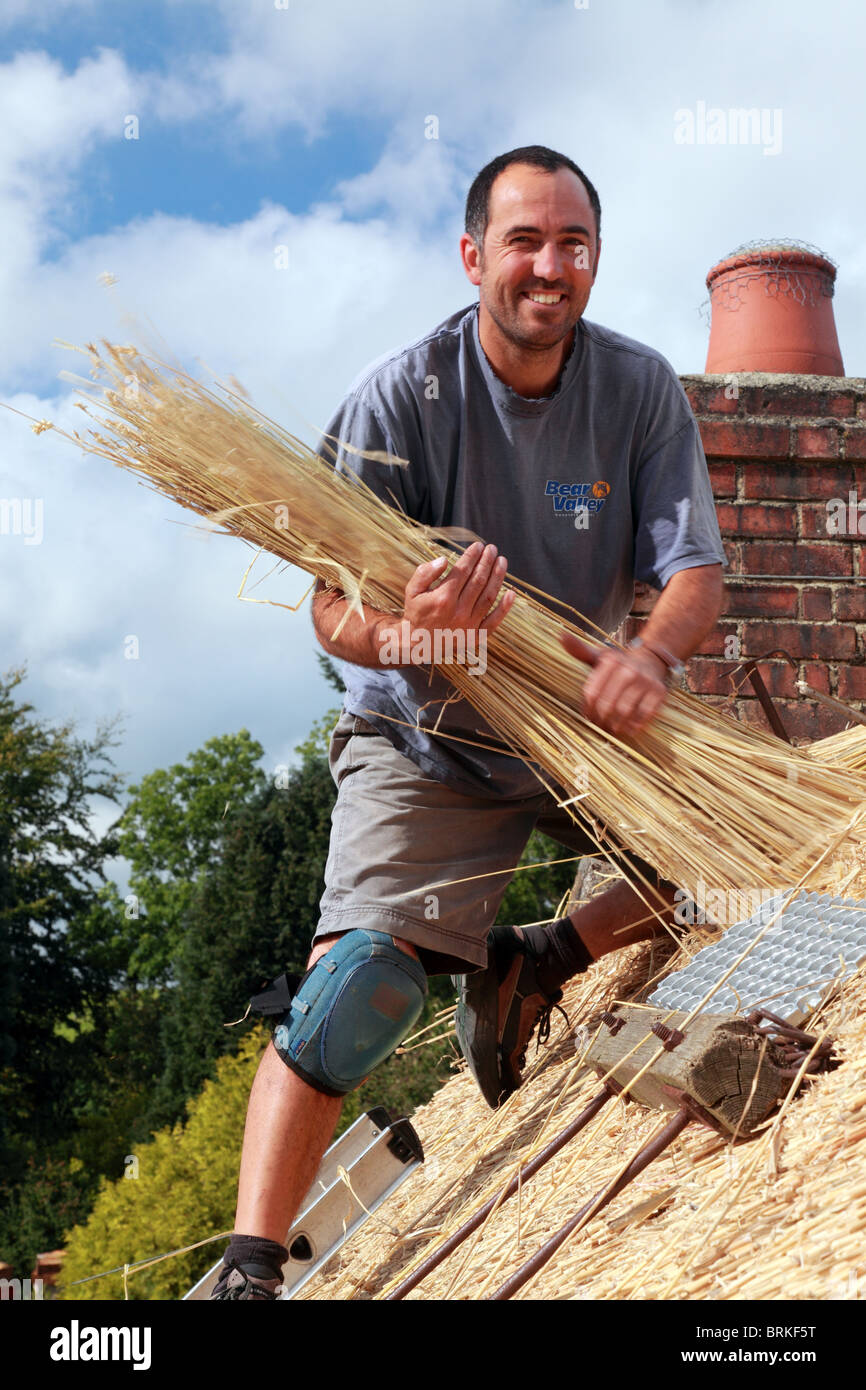 Thatching a roof, Dartmoor, Devon Stock Photo - Alamy