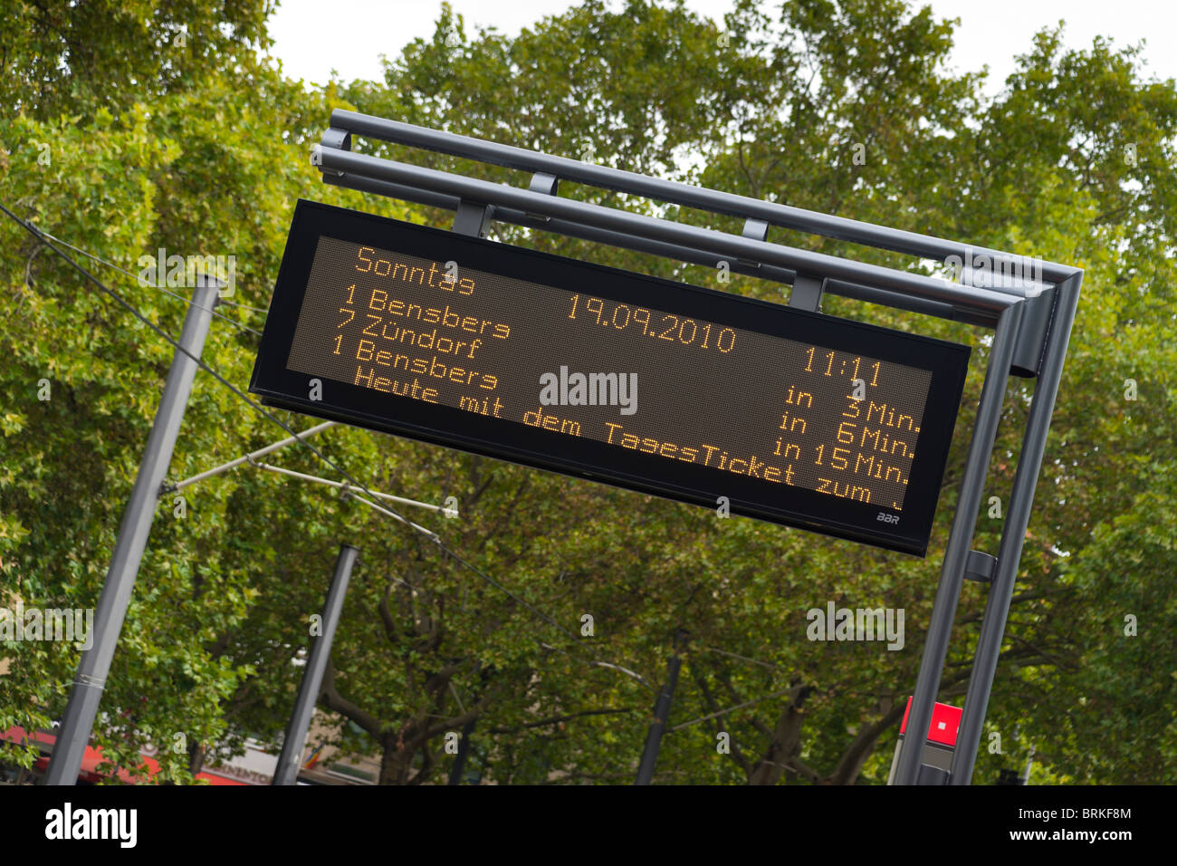 Cologne - u-bahn urban transport train route and train time sign on ...