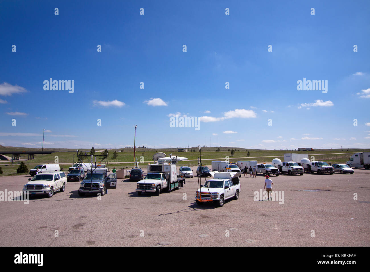 A small handfull of Project Vortex 2 vehicles are parked in Kimball ...
