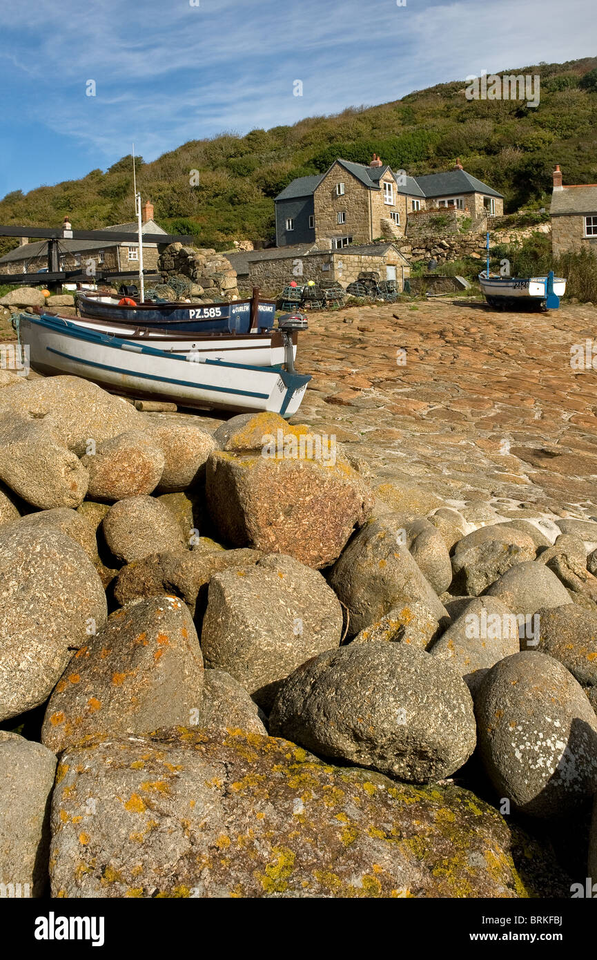 Fishing boats on the slipway at Penberth Cove in Cornwall Stock Photo ...