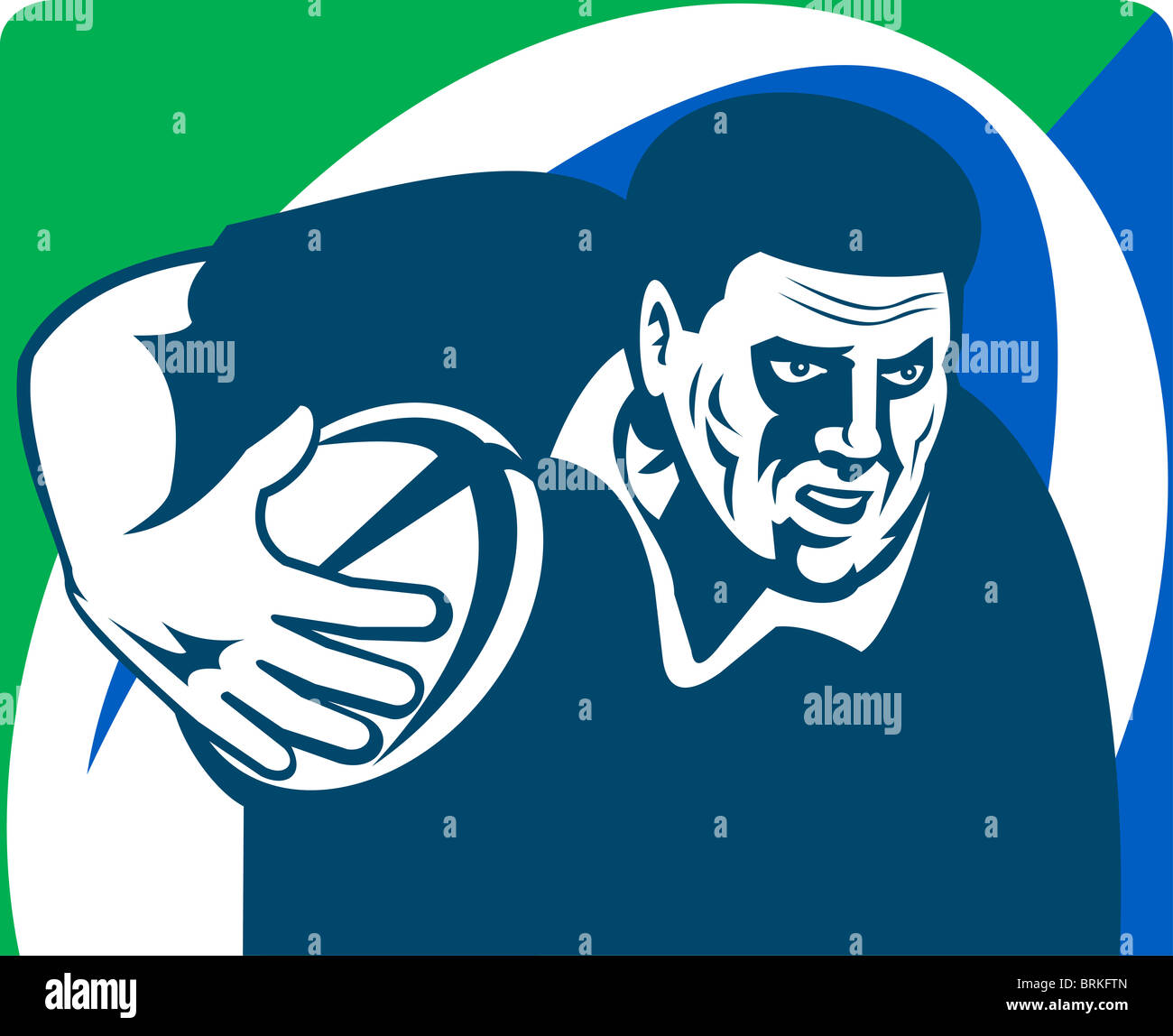 illustration of a rugby player running with ball retro style Stock ...