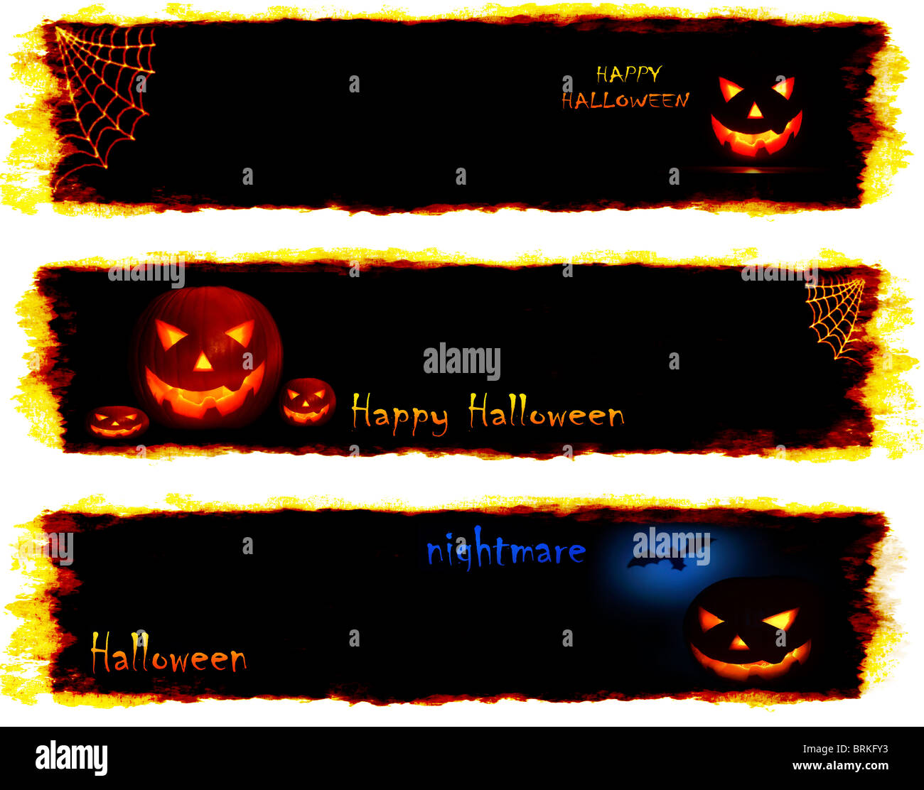 Halloween set of scary banners, conceptual image of celebration ...