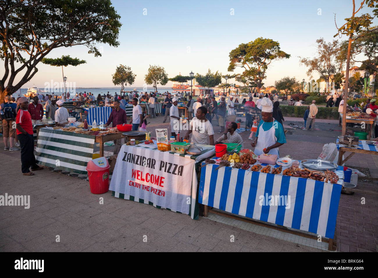 Forodhani Gardens, Stone Town, Zanzibar. Vendors Serve a Variety of ...