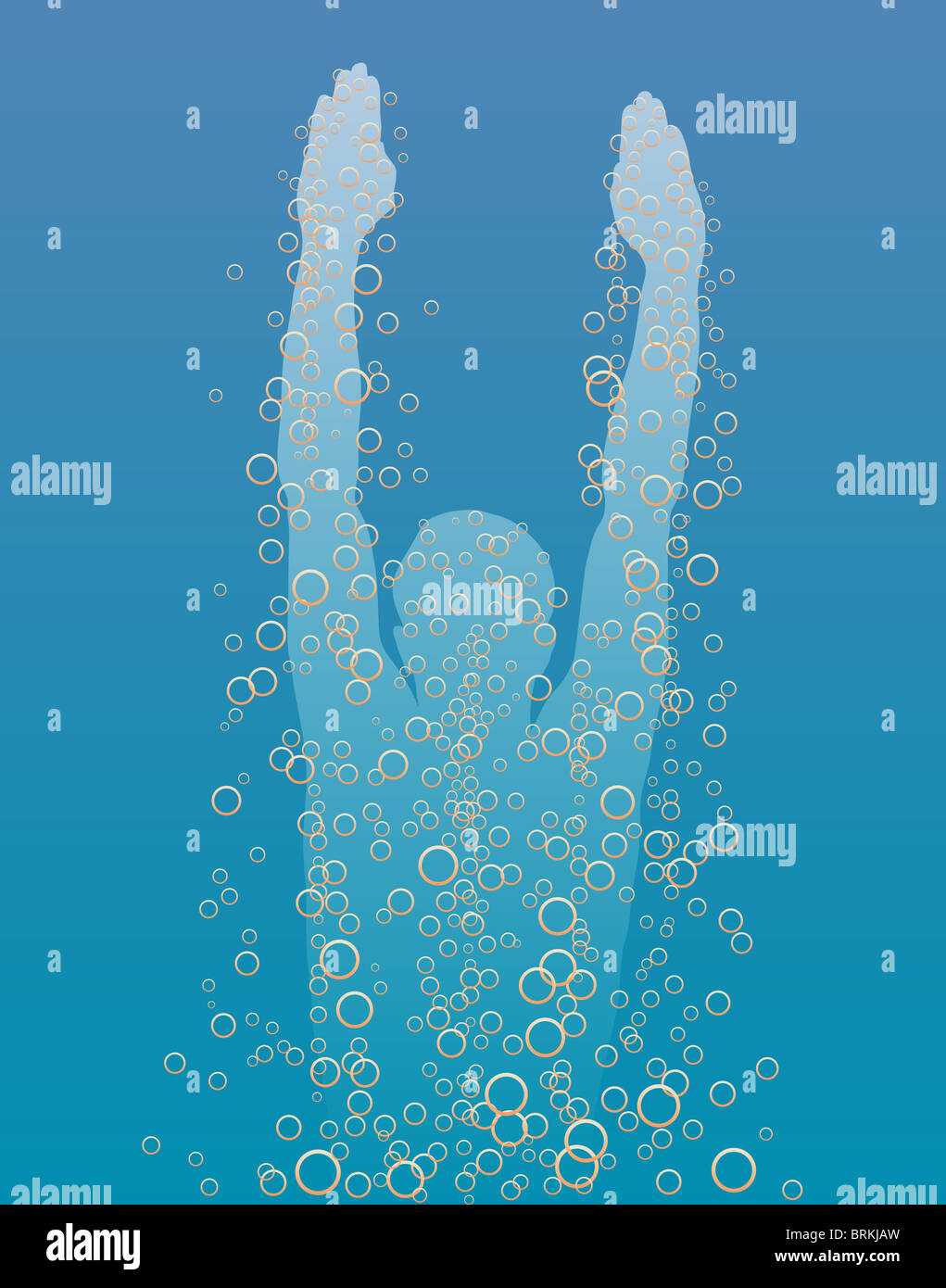 Illustration of a diver rising to the surface Stock Photo - Alamy