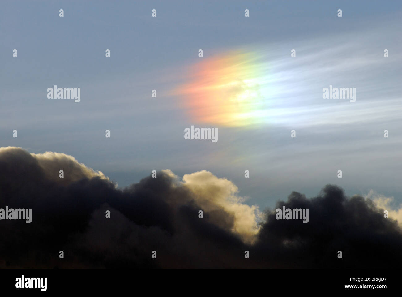 Sun dog (Parhelion) in dark sky Stock Photo - Alamy