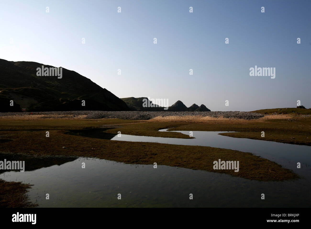 Salt Marsh Pools at Three Cliffs Bay Gower Peninsula South Wales UK ...