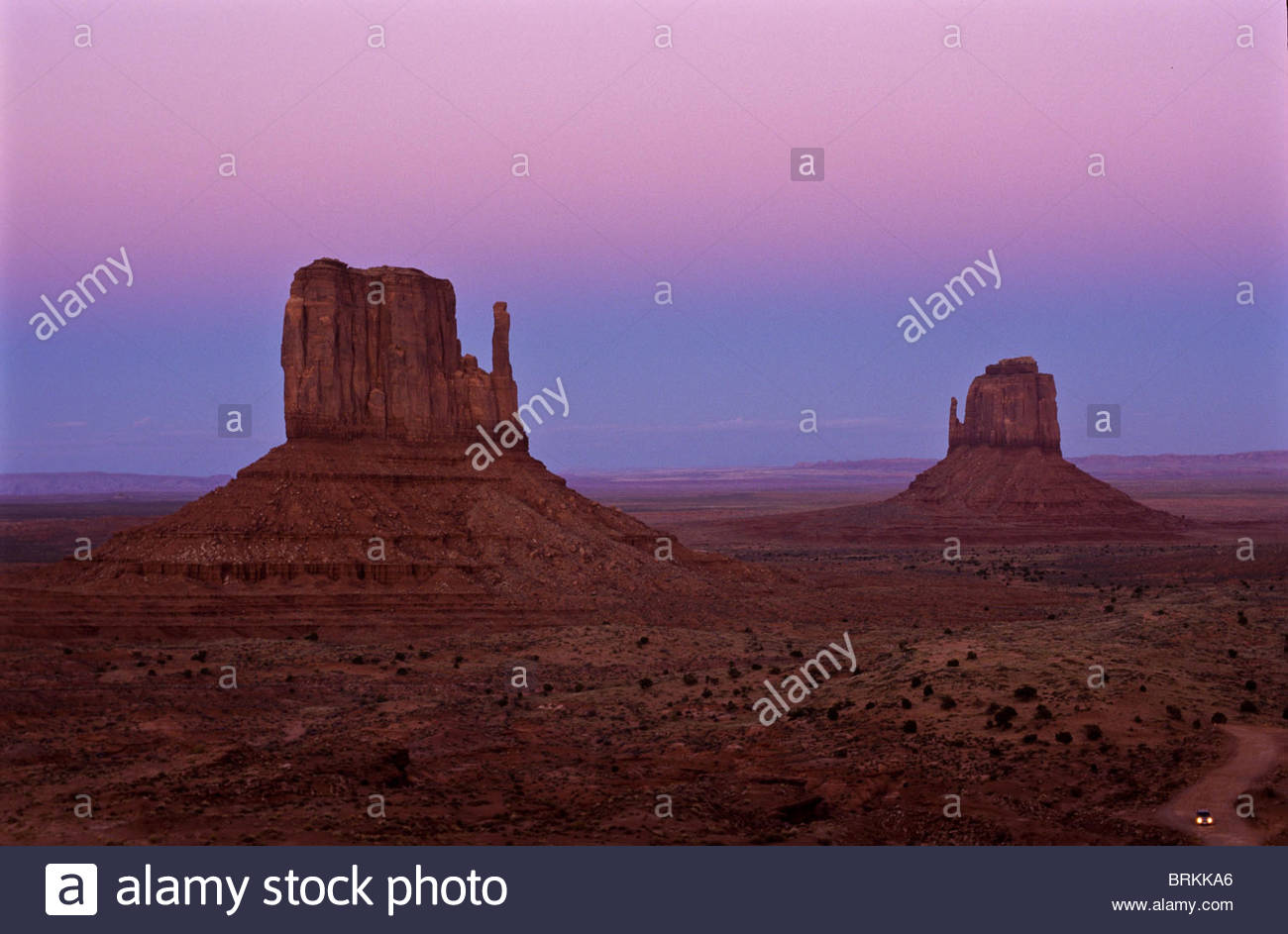 Monument Valley just after sunset Stock Photo - Alamy