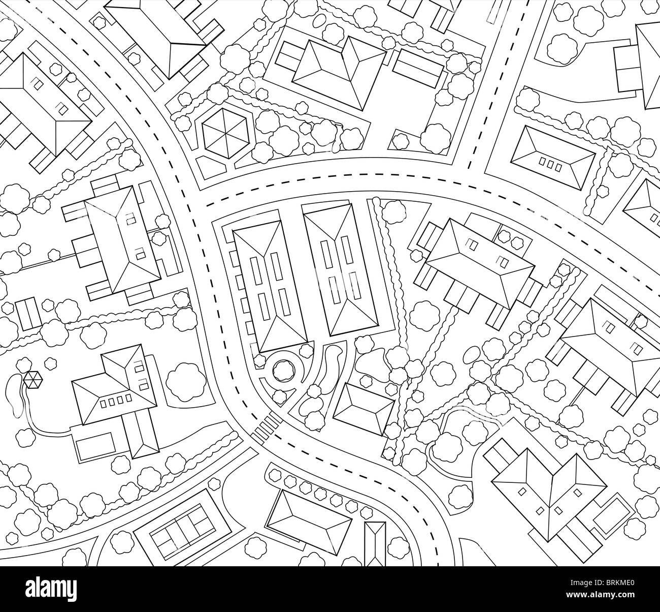Illustrated outline map of a generic residential area Stock Photo - Alamy