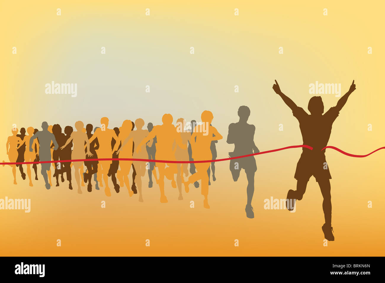 Illustration of the winner of a race with copy-space Stock Photo - Alamy