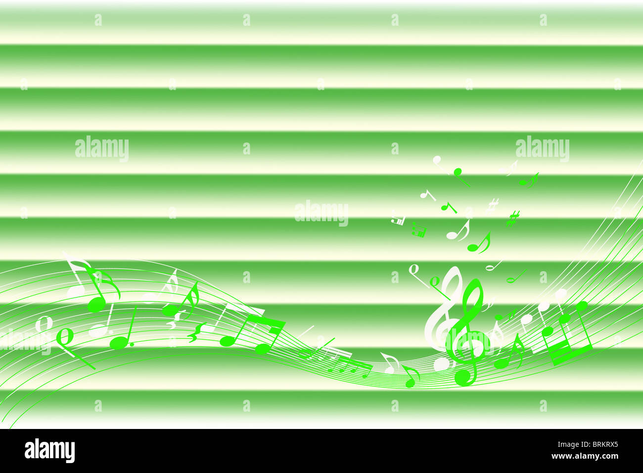 Abstract background of green music notes Stock Photo - Alamy