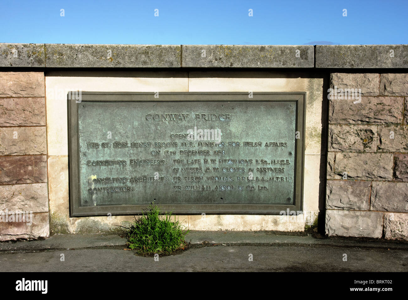 A dedication plaque on the river Conway road bridge Stock Photo - Alamy