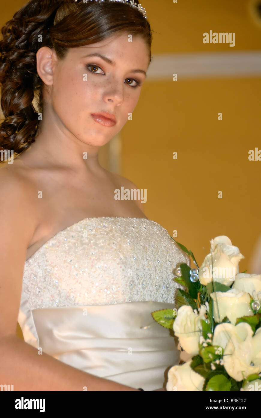 Merida, Yucatan / Mexico - October 6: Girl models a wedding dress ...