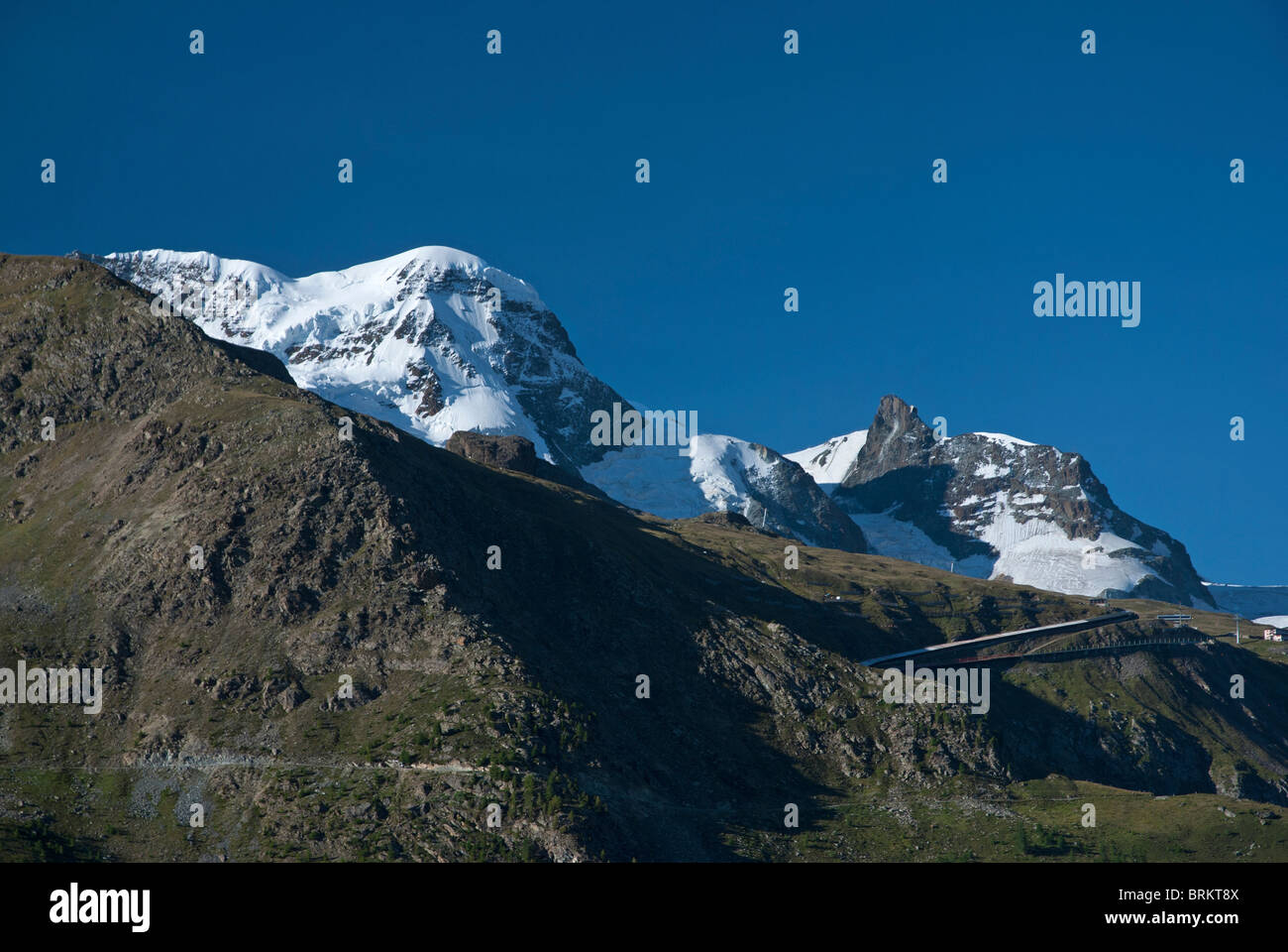 Breithorn mount Sunnegga paradise Zermatt Wallis Valais canton Europe ...