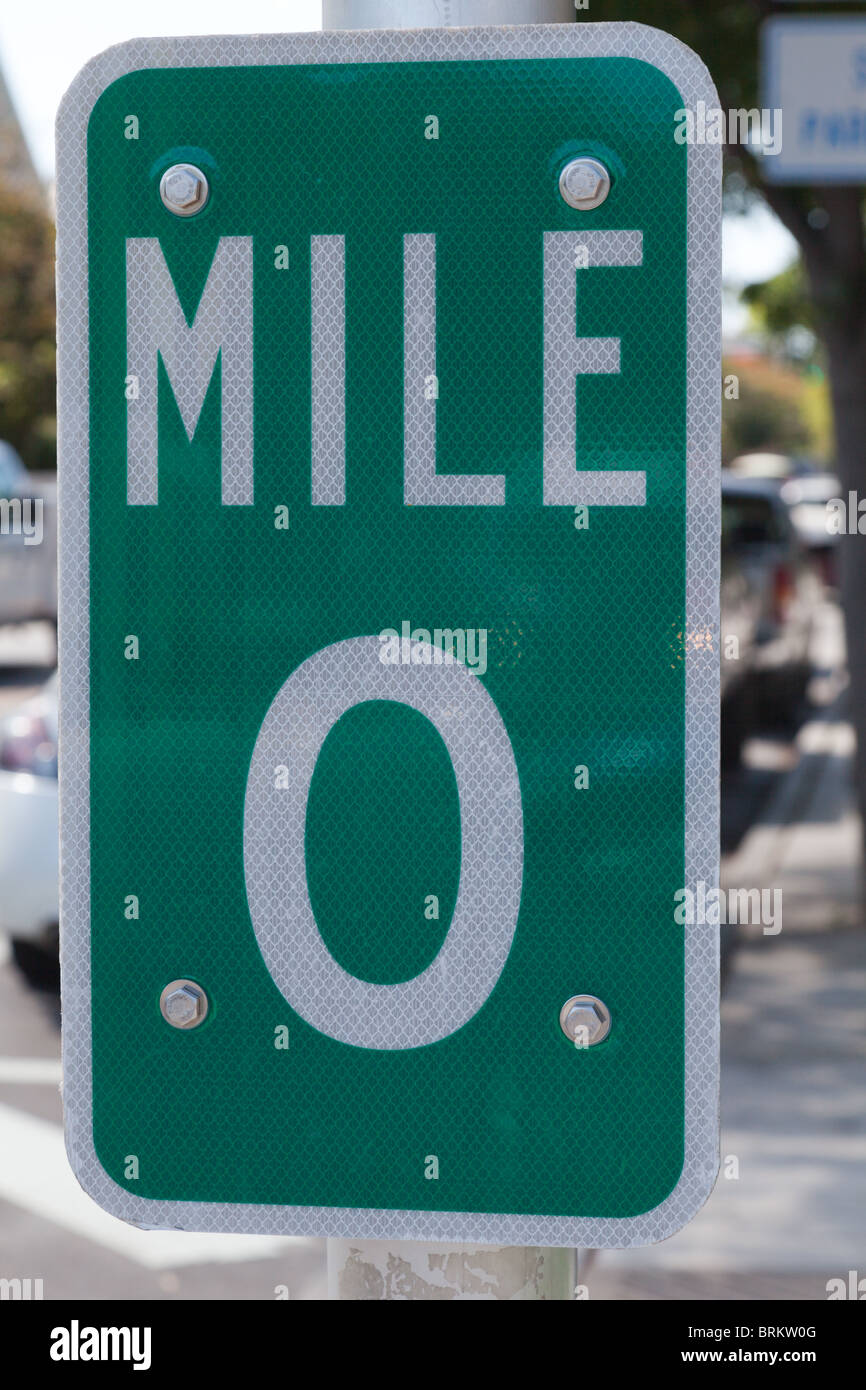 Milepost zero on US highway 1 at Key West Florida Stock Photo - Alamy