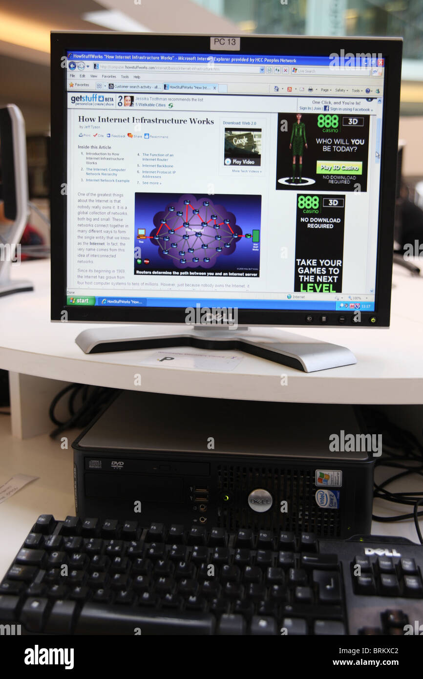 Desktop computer featuring web based description of how the internet ...
