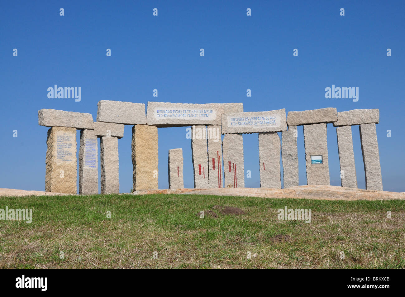 Stone statue formation at Celtic Park, A / La Coruna, Galicia, Spain ...