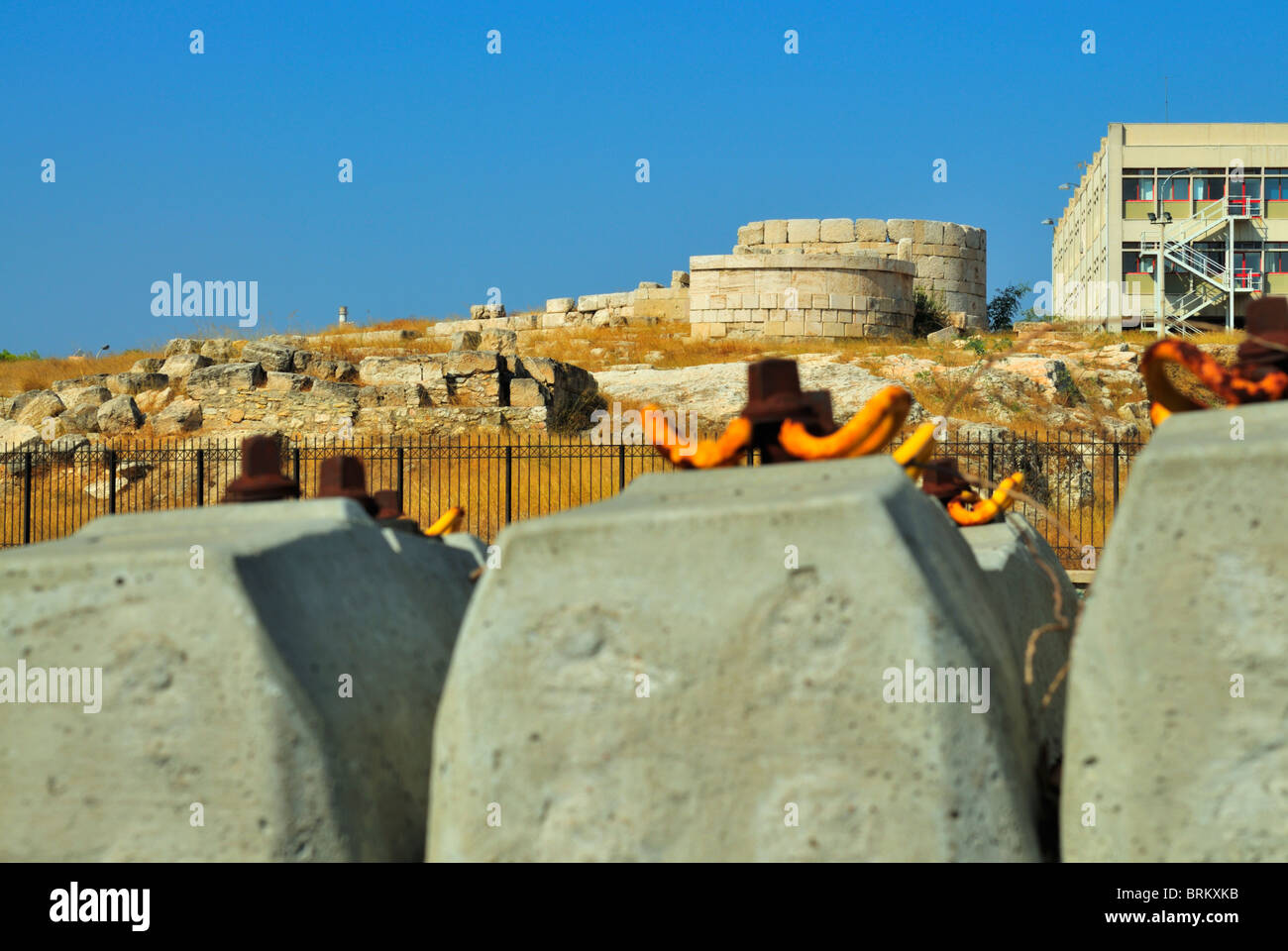 ancient harbor fortifications of Piraeus showing Eetoneia gate Stock ...