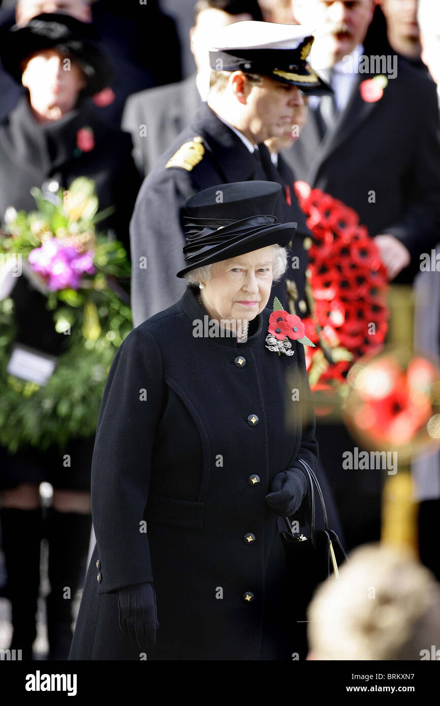 Queen Elizabeth II at the Cenotaph for a wreath laying ceremony during ...