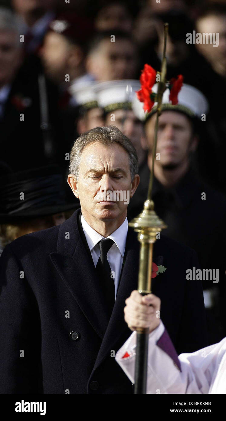Tony Blair at the Cenotaph for a wreath laying ceremony during the ...