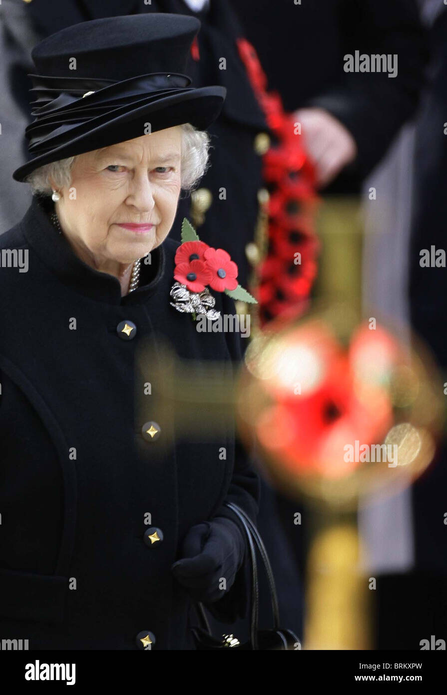 Queen Elizabeth II at the Cenotaph for a wreath laying ceremony during ...