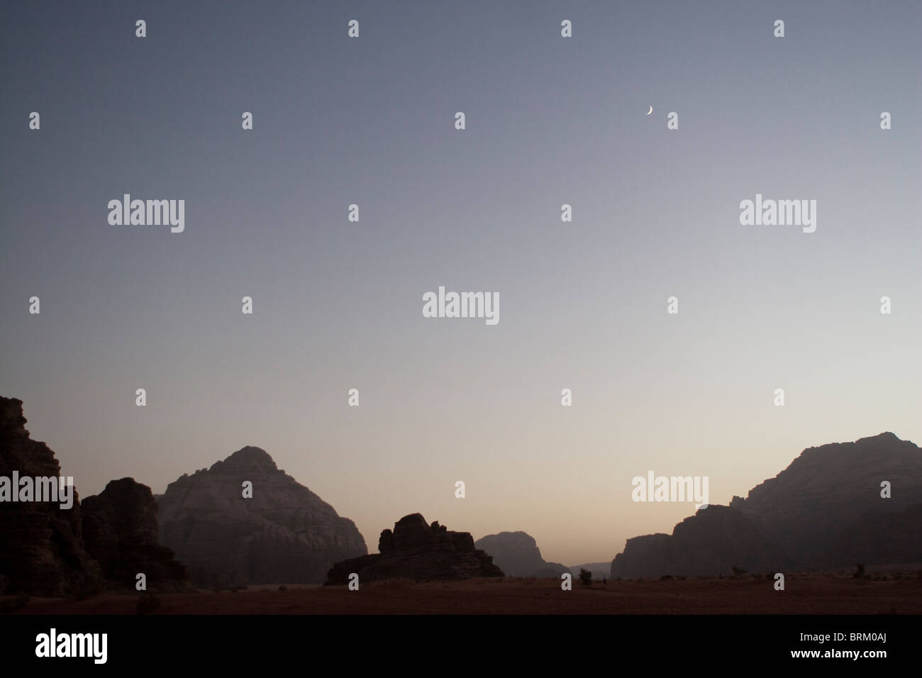Moon at Wadi Rum, Jordan Stock Photo - Alamy