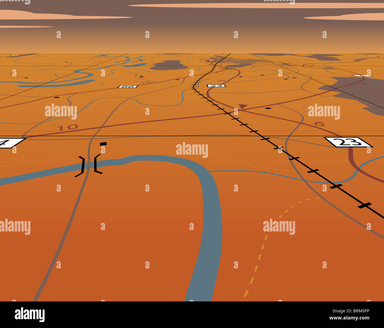 Illustration of an angled generic road-map without names Stock Photo ...