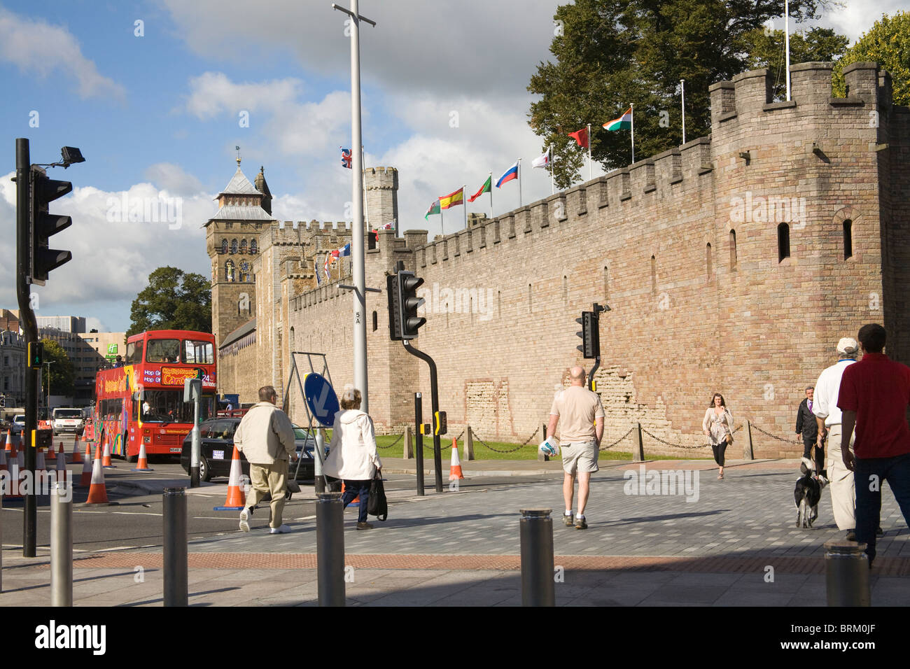 Cardiff Glamorgan South Wales UK People on a pedestrian crossing ...