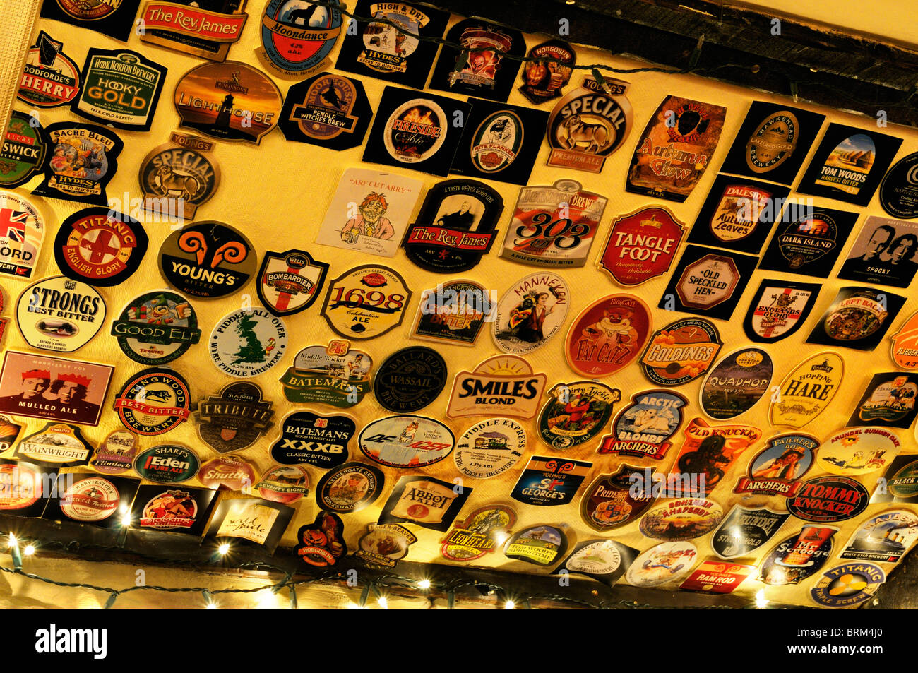 Collection display of beer mats / coasters from various breweries ...