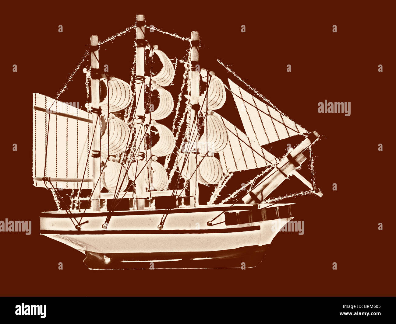 Filtered silhouette of an old sail ship Stock Photo - Alamy