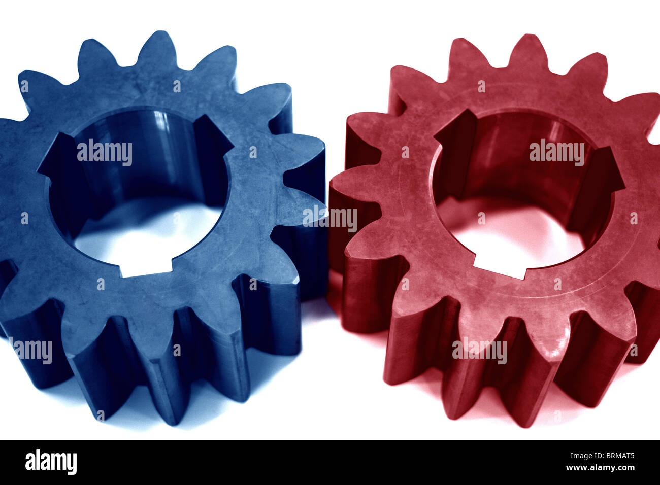 A red and a blue gear wheel Stock Photo - Alamy